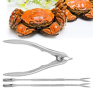 Seafood Tools Set, Stainless Steel Lobster Crab Cracker Shell Claw Seafood Forks Nuts Opener, Kitchen Gadgets Perfect for Pecans Walnuts