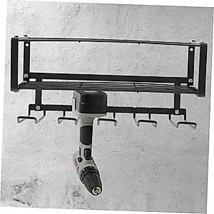 LALADEFIEE Electric Drill Storage Rack Power Screwdrivers Garage Storage Mounted Shelves for Storage Hand Wisking Tool Electric Eletric Screwdrivers Cordless Tool Storage Carbon Steel Black