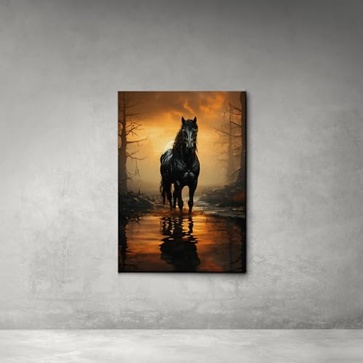 Majestic Black Stallion Galloping In The Clouds, Black Horse On Salt Flats, Canvas Print, Black Horse Print, Black Horse Wall Art, Wall Art, Home Decor