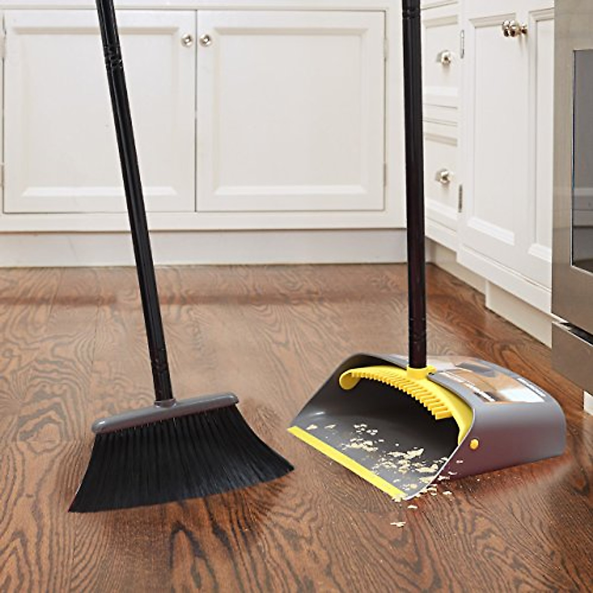 Broom and Dustpan/Broom with Dustpan Combo Set,Standing Dustpan Dust Pan with Long Handle 40"/52" for Home Kitchen Room Office Lobby Indoor Floor Cleaning Broom and Dustpan Set for Home