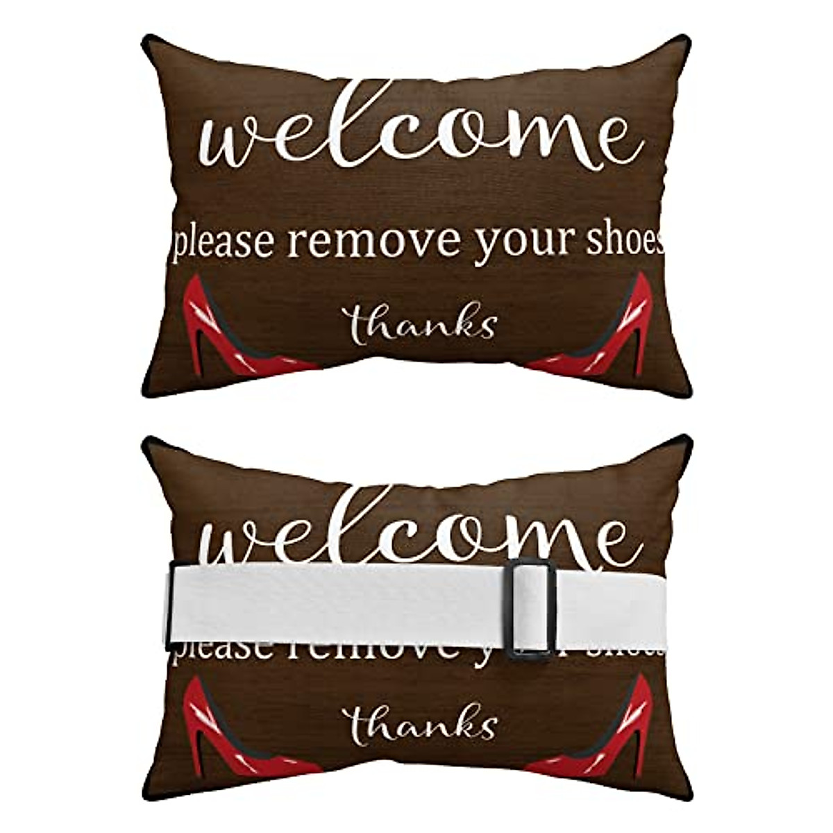 HilariousM Vintage High Heels Shoes Outdoor Pillows for Chaise Lounge Chair, Brown Red Waterproof Lumbar Head Support Pillow with Adjustable Elastic Band for Pool Patio Furniture Decorative