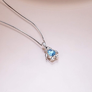 AOBOCO Aquamarine Blue Penguin Necklace for Women Penguin Necklace for Women Sterling Silver Penguin Jewelry Gift for Daughter