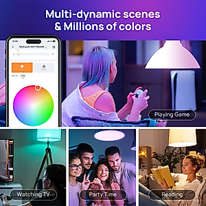 Consciot Smart Light Bulbs,WiFi Bluetooth Bulbs Works with Alexa/Google Home/Siri/SmartThings, RGBTW Color Changing LED Light Bulb, Music Sync Smart Bulbs E26 9W 800LM A19 Matter Smart Bulb, 2 Pack