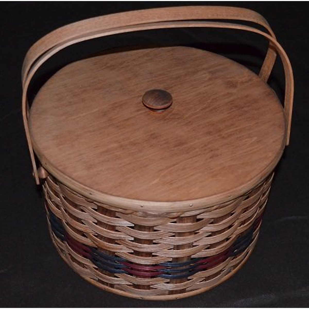 Amish Wares Round Double Pie Basket with Two Swivel Handles, Divider Tray and Lid - Authentic and Collectible Basket Handmade in USA