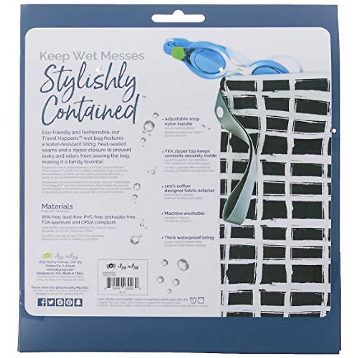 Itzy Ritzy Sealed Wet Bag with Handle – Wet Bag for Travel, Swimsuits, Cloth Diapers, Gym Clothes & Toiletries - Washable & Reusable with Water Resistant Lining - Measures 11” x 14” (Cactus Crew)