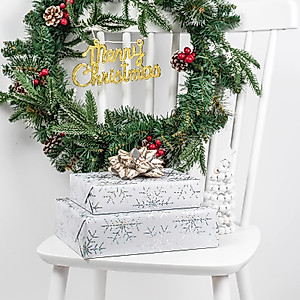 RUSPEPA Christmas Wrapping Paper, Jumbo Roll Wrapping Paper - White Shiney Snowflake Design for Holiday Gift Wrap - 24 Inches x 100 Feet