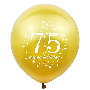 SHUNTAI 75th Birthday Balloons Black and Gold 75th Birthday Decorations for Men Women Happy 75 Birthday Latex Confetti Balloon 75 Years Old Theme Party Decor Supplies 15 Pack 12 Inch