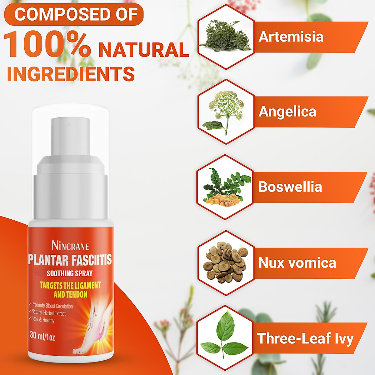 Plantar Fasciitis Foot and Heel Comfort with Maximum Strength, Fast and Effective for Plantar Fasciitis Spray with Natural Herbal Concentrate Formula