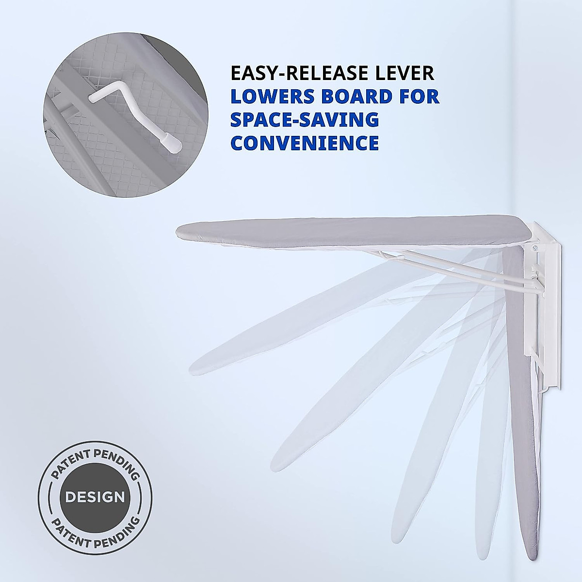 Ivation Wall-Mounted Ironing Board With Storage Shelf, Foldable 36.2” x 12.2”, Fold Down Ironing Station for Home, Apartment &, Easy-Release Lever, Removable Cotton Cover & Dorms, Hardware Included