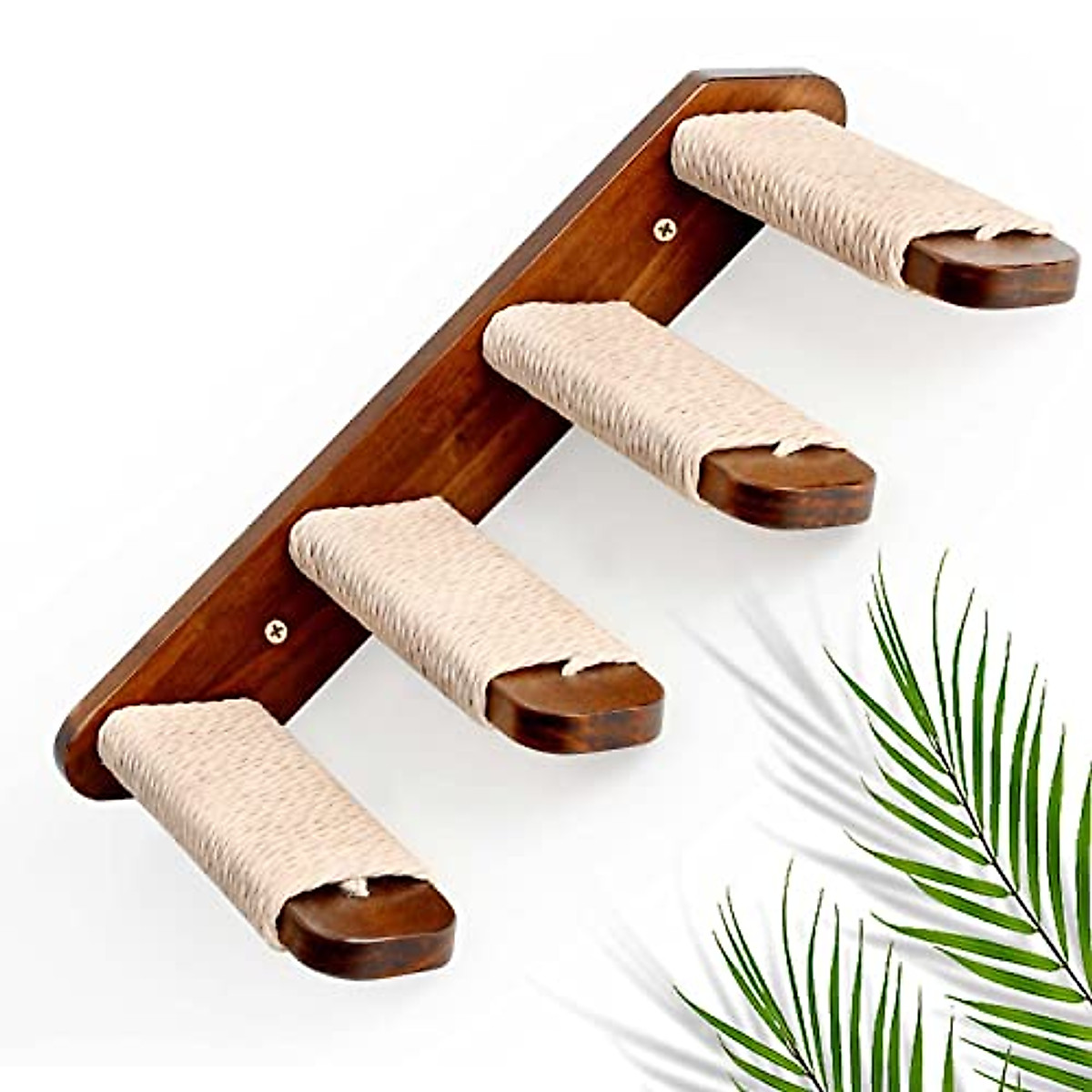 TAMFOM Cat Climbing Shelves Wall Mounted，Four-Step Cat Stairway with Kraft Rope for Cats Perch Platform Supplies，Cat Pine Walkways for Walls