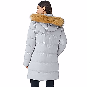 WenVen Women's Winter Puffer Coat Parka Jacket with Fur Removable Hood (Grey,XL)