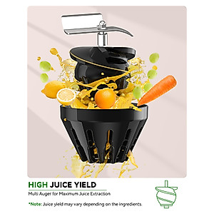 ACOQOOS Juicer Machines, Cold Press Juicer Whole Fruit and Vegetable with 4.3" Feeding Chute, Easy to Clean Juicers with 2 Cups, Masticating Juicer Black