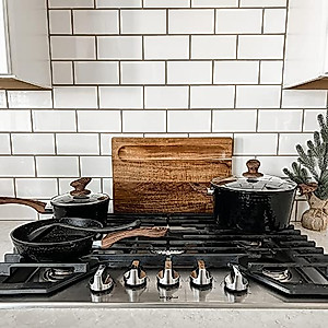 MAISON ARTS Pots and Pans Set, 15 Piece Kitchen Cookware Sets with Nonstick Granite-Coated for Induction & Dishwasher Safe, Oven, Stovetop, Black