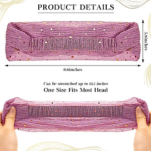 6 Pcs Boho Bling Sequin Headbands - Wide Stretchy African Head Wraps, Elastic Turban Headbands for Women, Yoga, Running & Sports