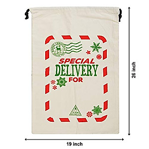 JOYIN 3 Packs Christmas Gift Bags, Santa Burlap Sack with Drawstring 26" x 19" for Large Xmas Package Storage, Event Party Supplies, Christmas Party Favors