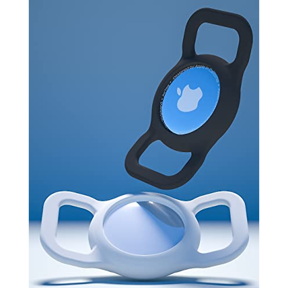 2 Pack Airtag Dog Collar Holder for Apple Tag, Air Tag Dog Collar Siulicone, Airtag Cat Collar, Anti-Lost Air Tag Case Holder Compatible with Cat Dog Collars Charms & Pets Accessories (Black&White)