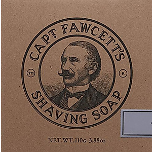 Captain Fawcett's Handcrafted Luxurious shaving soap with wooden bowl ((110g/3.88oz))- With fresh top notes of Pine Needle, Sandalwood & Amber, Elemi, | great for personal and professional use