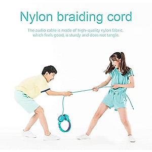 LORELEI X2 On-Ear Kids Headphones with Microphone, Lightweight Folding Stereo Bass Headphones with 1.5m Cord, Portable Wired Headphones for School Trip Airplane(Mint)