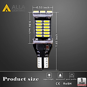Alla Lighting 912 921 LED Bulbs for Back-up Reverse Lights, 6000K Xenon White CAN-BUS 4014 30-SMD T10 T15 906 W16W 921K 922, 360° Light Backup, Cargo Lights Replacement, Extremely Super Bright