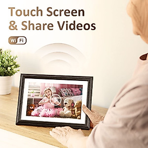 WiFi Digital Picture Frame, Pastigio 10.1" HD Wooden Digital Photo Frame with Delicate LCD Display, 16GB Storage, Auto-Rotate, Instant Share Photos and Videos via App, Email, Cloud from Anywhere