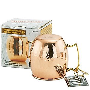 Old Dutch Nickel-Lined Solid Copper Hammered Moscow Mule Mug, 16 Oz.