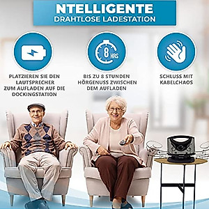 SEREONIC Portable Wireless TV Speakers for Smart TV - Ideal for TV Watching Without The Blaring Volume - Wireless Speakers for TV Designed for Hard of Hearing, Elderly, and Seniors - 100ft Range