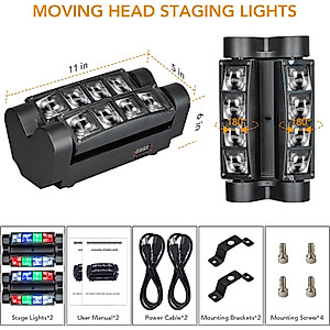 Spider Moving Head DJ Lights, Disco Party Stage Lights Indoor, Litake 8x10W RGBW Sound Activated DMX-512 Control Strobe Beam Lighting for Christmas Party Pub Festival Wedding Event Show, 2 Packs