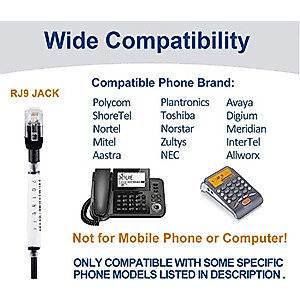 Arama Phone Headset RJ9 with Noise Canceling Mic Telephone Headset Compatible with Polycom Mitel ShoreTel Plantronics Fanvil Alcatel-Lucent HUWEI NEC Siemens Aastra Landline Deskphones