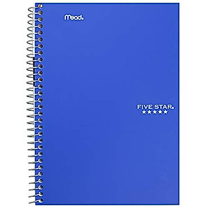 Five Star Spiral Notebook, 2 Subject, College Ruled Paper, 100 sheets, 9-1/2" x 6", Blue (72287)