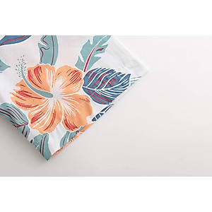 Dioufond Men Hawaian Shirts Short Sleeve Aloha Hawaii Tropical Shirt White Hawaiian L