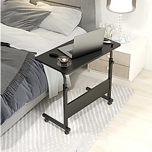 SogesHome 31.5inches Adjustable Mobile Bed Table Portable Laptop Computer Stand Desks with Rolling Wheels，Black