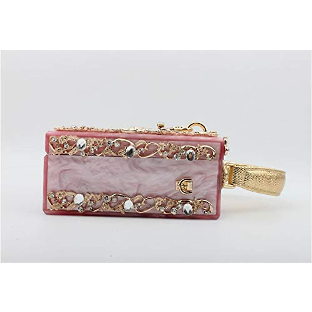 Shiratori Women Evening Clutch Bag, Acrylic Square Box Shoulder HandBags For Wedding Party Tote Purse Pink
