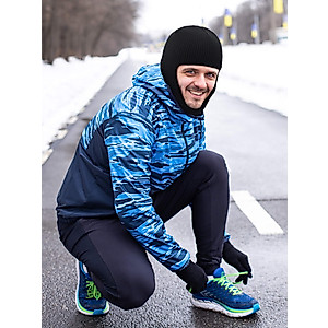 2 Pieces 1 Hole Ski Mask Knitted Face Cover Winter Balaclava Full Face Mask for Men Women Winter Outdoor Sports Black