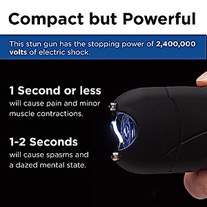 Mace Brand 2,400,000 Volt Ergo Stun Gun with Bright LED Light (Black) – Features On/Off Safety Switch, Stun Button – Holster Included, Rechargeable Battery, Mace Stun Gun for Self Defense, Made in USA