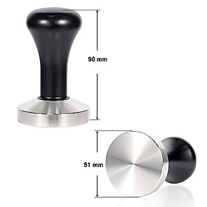 Etime 51mm Coffee Tamper Calibrated Tamper Coffee Press Tool Tamper Espresso Tamper with 100% Stainless Steel Base & Die-cast Aluminum Handle Pressure Flat Base Tampers