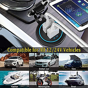[2 Pack] 12V USB Outlet, Quick Charge 3.0 Dual USB Power Outlet with Touch Switch, Waterproof 12V/24V Fast Charge USB Charger Socket DIY Kit for Car Boat Marine Bus Truck Golf Cart RV Motorcycle, etc.