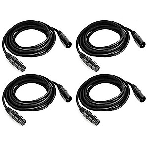 MFL. 10 ft Flexible DMX Cable 3 Pin Signal XLR Male to Female Cable Wire for Stage Lighting DJ Lights, 110 Ohms Impedance, Black, 4 Pack