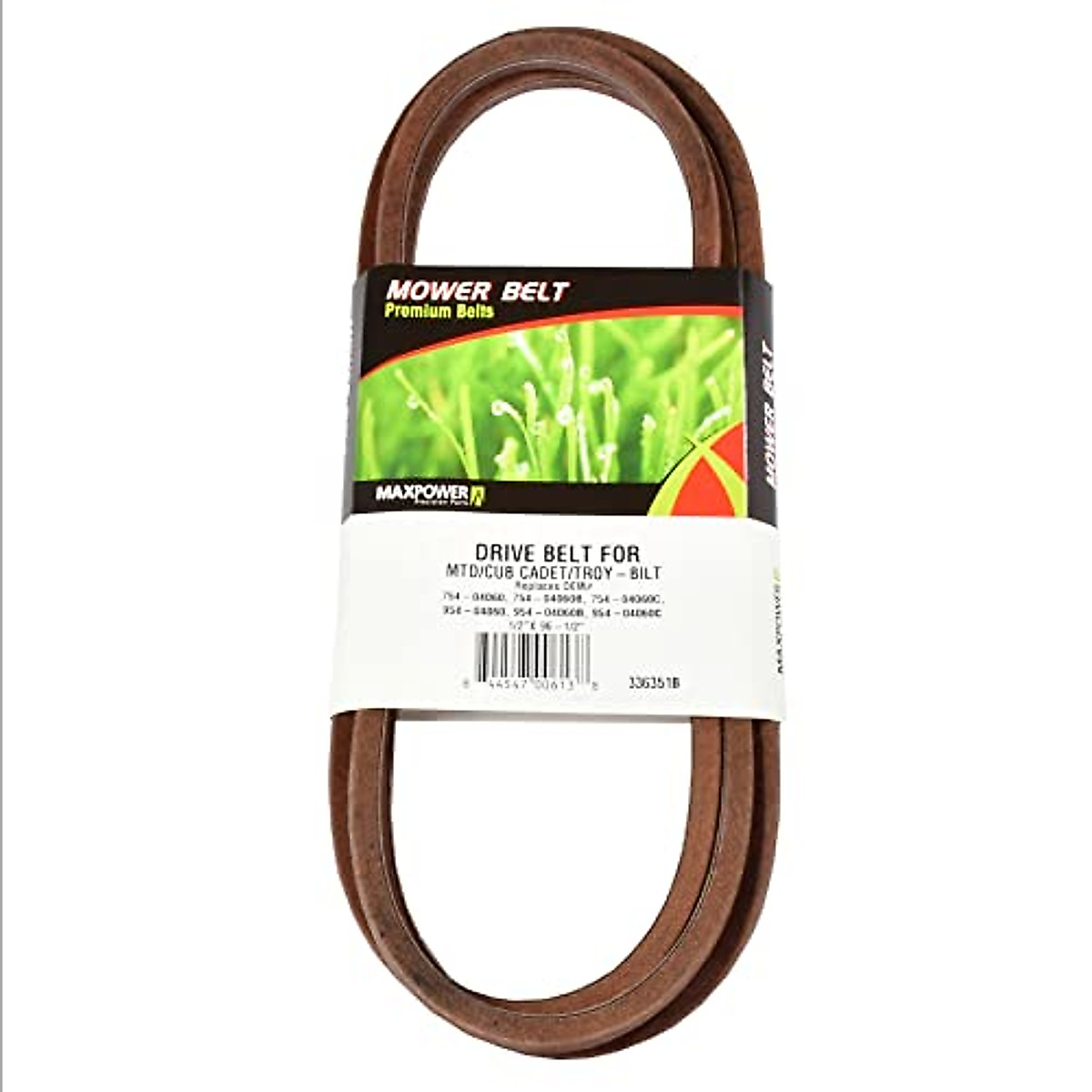 Maxpower 336351B Deck Drive Belt for 42” MTD/Cub Cadet/Troy-Bilt, Replaces OEM No. 754-04060, 754-04060B