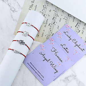 Bowisheet Good Luck Elephant Bracelet Handmade Red Cord Adjustable Bracelet With Message Card Gift for Women