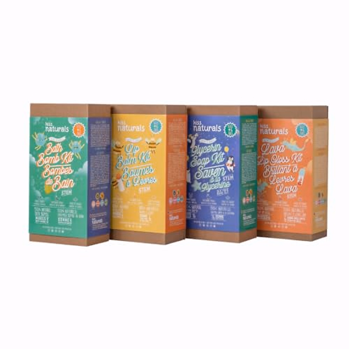 Kiss Naturals - Soap Making Arts & Crafts Kit for Kids with Organic Ingredients - Glycerin Soap DIY STEM Activity - Make 16 Soaps - with Reusable Silicone Molds, Natural Fragrances, Mica-based Colors