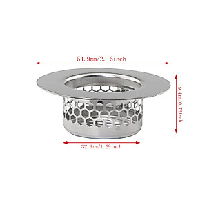 DGBRSM 2PCS Medium Stainless Steel Drain Filter Hair Catcher Bathtub Toilet Sink Drain Strainer Bathtub Lavatory Sink Drain Strainer Hair Catcher for Laundry, Mop Pool, Utility, Slop, RV Sink