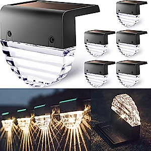 TIJNN Solar Deck Lights, Outdoor Lighting Backyard Decor Outside Step Lights Garden Post Fence - 6 Pack