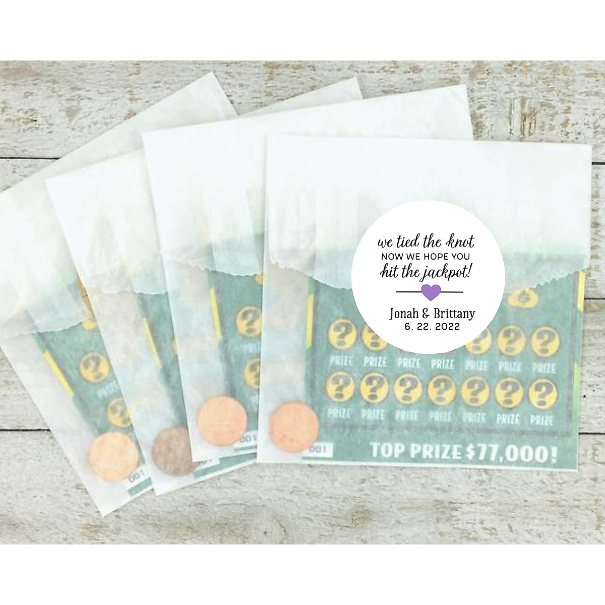 Personalized Lottery Ticket Holders for Wedding Favor - Hit the Jackpot, Gift for Guests
