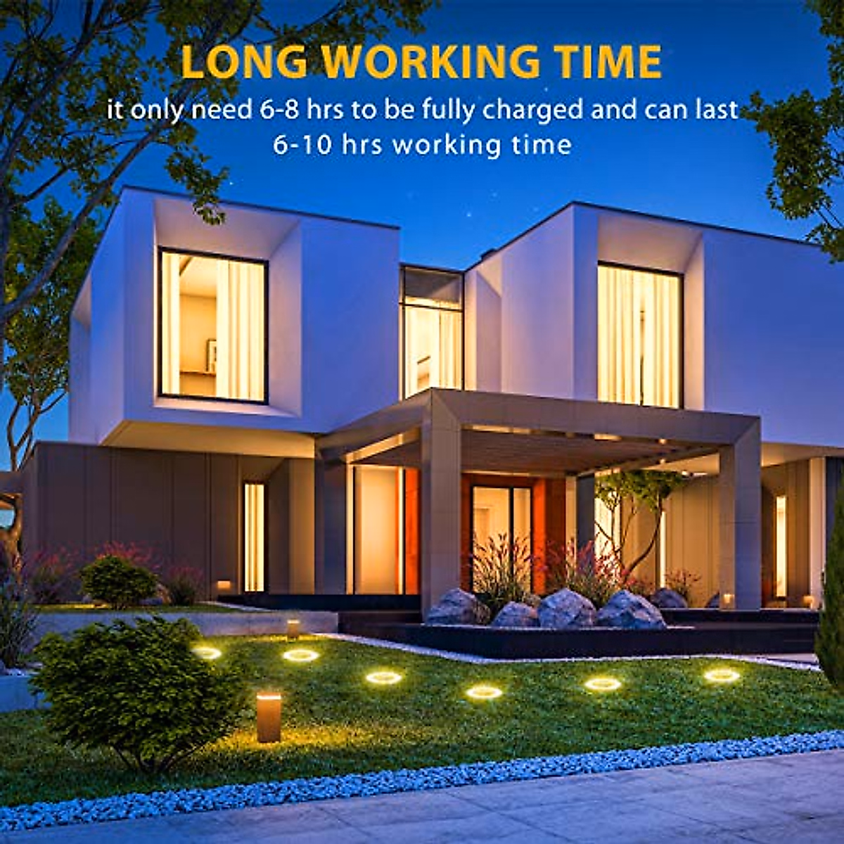 Solar Ground Lights - 12 Pack 8LED Solar Garden Lights Outdoor Waterproof Sidewalk Disk Bright In-Ground Landscape Lighting for Lawn Patio Pathway Yard Steps Deck Walkway Light (Warm White) (12 Packs)