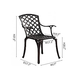 Withniture Aluminum Patio Chairs Set of 2, All Weather Outdoor Dining Chairs with Arms,Patio Dining Chairs,Patio Seating Outdoor Chairs,for Balcony, Backyard, Garden, Bronze