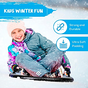 Slippery Racer Downhill Zeus Adults and Kids Foam Saucer Disc 1 Rider Snow Sled Toboggan with Handles, Midnight Hologram (1 Pack)