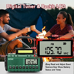 10000mAh Emergency Radio, Solar Charging, Hand Crank, NOAA Weather Alert Radio & Power Bank, SOS, AM/FM/WB & LED Flashlight for Emergency Kit, Type-C Charge, Reading Lamp,Headphone Jack