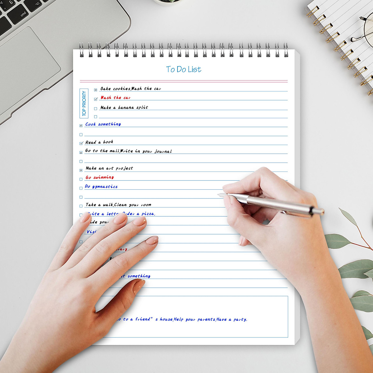 To Do List Notepad Daily Planner Notepad 60 Tear Papers with Checklist, 8 x 11 Inch Work Personal Writing Pad. 2 -pack