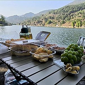 BOMOOMOO Camping Portable Folding Tables & 4Pcs Chairs Set, Collapsible Picnic Side Table & Chairs with Carrying Storage Bag, Black