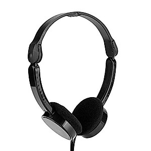 Demeras Kids Headphones Foldable Wired Headset Children Headphone with Microphone Boys Girls On Ear Headset for Online Learning (Black)